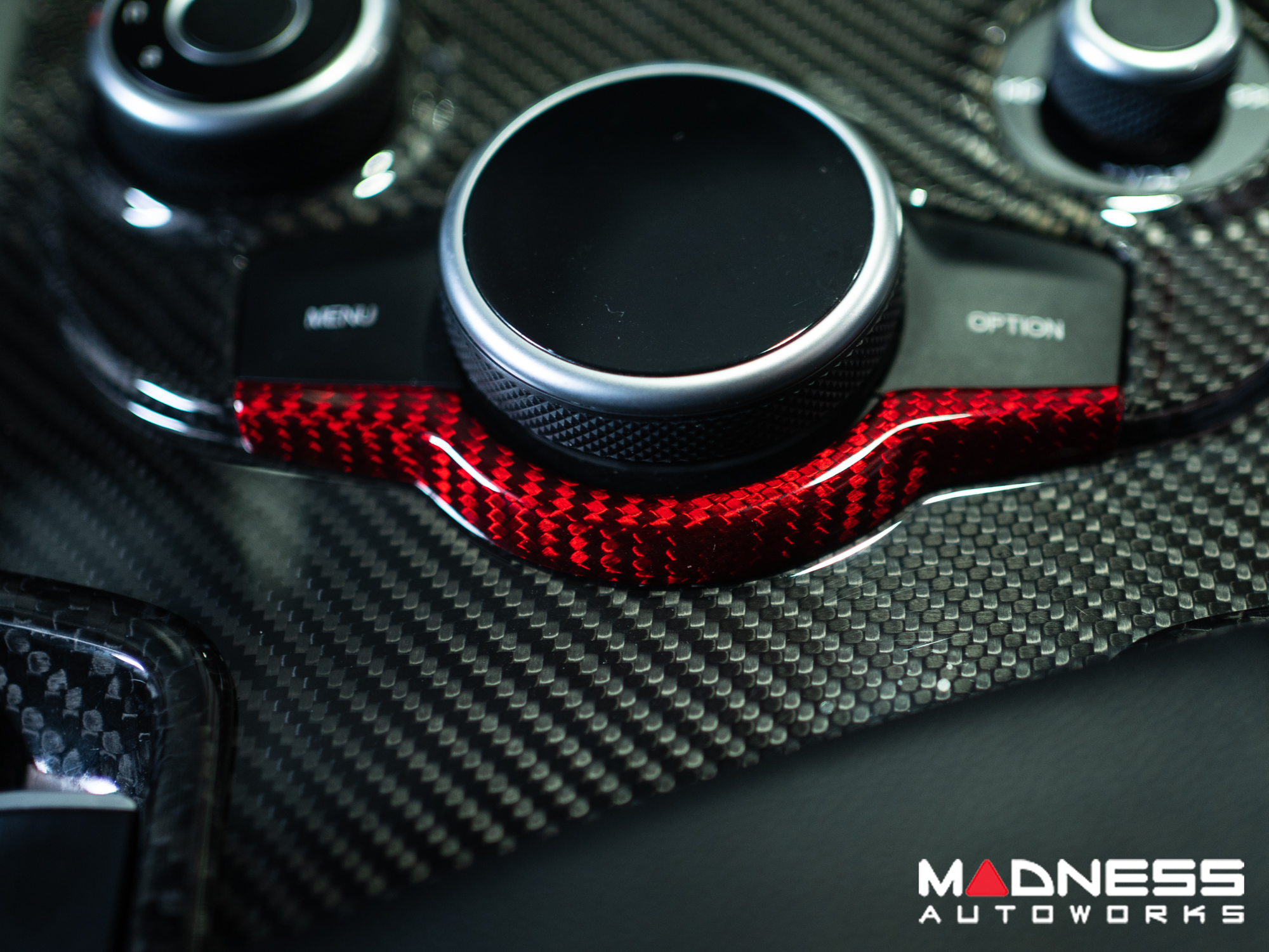Alfa Romeo Giulia Center Console Frame Trim - Carbon Fiber - Red Candy ...
